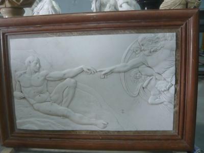 China Hand Carved White Marble Decorative Panel 60x60cm for Wall Cladding for sale