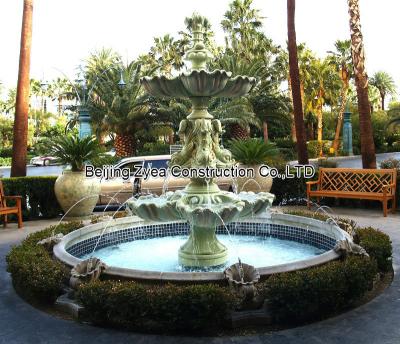China Outdoor Green Marble Garden Stone Fountain with Pool Decorative Water Feature for sale