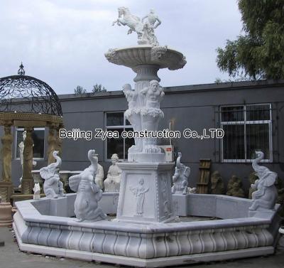China Large White Marble Fountain 3 Tier Outdoor Water Feature 120cm Height for sale