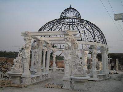 China Custom Marble Gazebo Outdoor Garden Stone Carving Decorative Pavilion 2.5m for sale