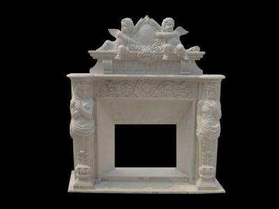 China White Marble Fireplace Mantel 60 Inch Classic Carved Design for Indoor Use for sale