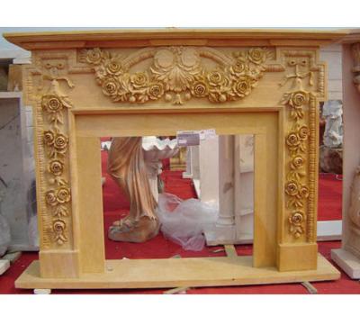 China Beige Marble Fireplace Mantel 60 Inch Classic Design for Indoor Use for sale