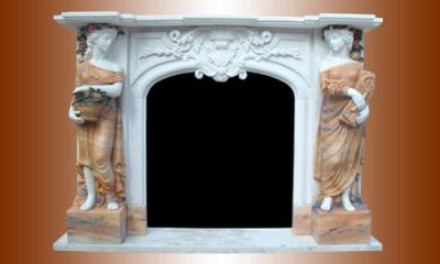 China Hand Carved White Marble Fireplace Mantel 160cm Indoor Stone Fireplace for Home Decoration for sale
