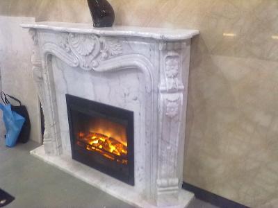 China White Marble Fireplace Mantel 60 Inch Classic Carved Design for sale