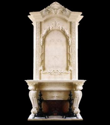China Large Marble Fireplace Mantel 72 Inch Classic Carved Design for Luxury Homes for sale