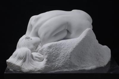 China art sculptures with nature white marble, polished for sale
