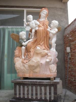 China Mother and baby stone sculpture for sale