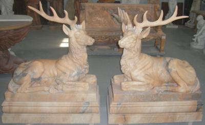 China Hand Carved Deer Marble Garden Sculpture 120cm Durable Outdoor Art Statue for sale