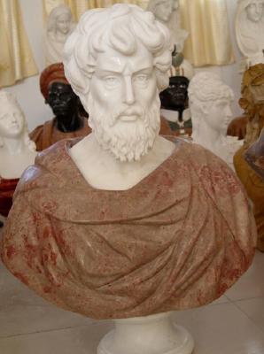 China Marble Bust Statue for Man 60cm Height Hand Carved Natural Stone Sculpture for sale