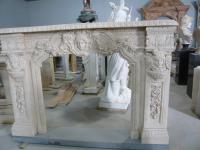 China Hand Carved White Marble Fireplace Mantel 160cm Indoor Stone Fireplace for Home Decoration for sale