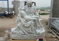 China Jesus and Saint Mary Religious Marble Sculpture H183cm Polished White Marble Stone Carving for sale