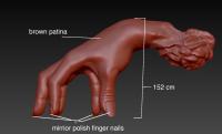 China Patina Knuckle Hand Bronze Sculpture 255cm for American Art Studios Customizable for sale