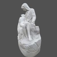 China Jesus and Saint Mary Religious Marble Sculpture H183cm Polished White Marble Stone Carving for sale