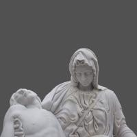China Jesus and Saint Mary Religious Marble Sculpture H183cm Polished White Marble Stone Carving for sale