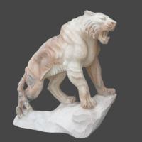 China Marble Tiger Sculpture Outdoor Garden Stone Carving Custom Size 160cm for sale