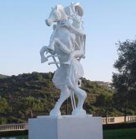 China White Painting Abstract Bronze Horse with Figure Statue 10ft Custom Sculpture for sale