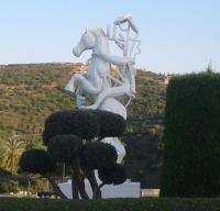 China White Painting Abstract Bronze Horse with Figure Statue 10ft Custom Sculpture for sale