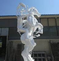 China White Painting Abstract Bronze Horse with Figure Statue 10ft Custom Sculpture for sale