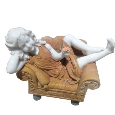 China Colorful Child Marble Sculpture for Garden Decoration 80cm Height Custom Design for sale