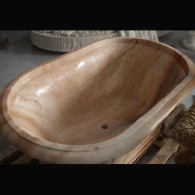 China Polished Pink Marble Bathtub 1800mm Freestanding Bathroom Sculpture for Home Decoration for sale
