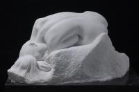 China Classic Nude Lady Abstract Marble Sculpture H183cm Custom Stone Carving for Garden Decoration for sale