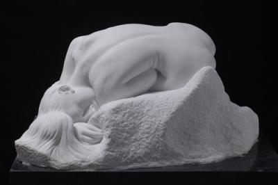 China Classic Nude Lady Abstract Marble Sculpture H183cm Custom Stone Carving for Garden Decoration for sale