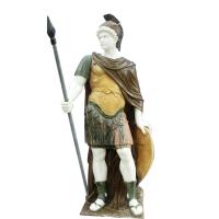 China Classic Greek Stone Man Statue Male Marble Sculpture with Shield H183cm Custom for sale