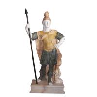 China Classic Greek Stone Man Statue Male Marble Sculpture with Shield H183cm Custom for sale