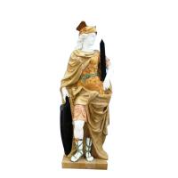 China Classic Greek Stone Man Statue Male Marble Sculpture with Shield H183cm Custom for sale