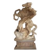 China Large Marble Man Riding Stone Horse Garden Sculpture 250cm Customizable for sale