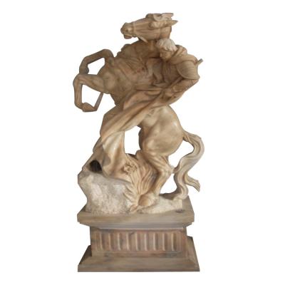 China Large Marble Man Riding Stone Horse Garden Sculpture 250cm Customizable for sale