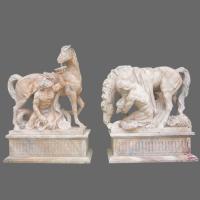 China Large Marble Man Riding Stone Horse Garden Sculpture 250cm Customizable for sale