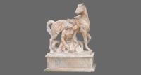 China Large Marble Man Riding Stone Horse Garden Sculpture 250cm Customizable for sale