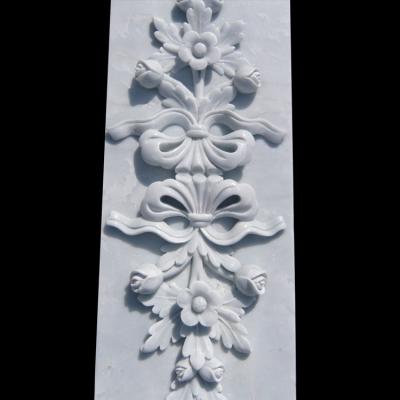 China Marble Stone Relief Wall Flower Carving Panels Polished 120cm Custom Sizes for sale