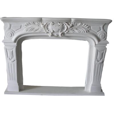 China White Marble Fireplace Mantel 160cm Hand Carved Natural Stone Home Decoration for sale