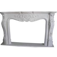 China White Marble Fireplace Mantel 160cm Hand Carved Natural Stone Home Decoration for sale
