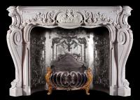 China Hand Carved Natural Marble Fireplace Mantel Surround 150cm Custom Size for Home Decoration for sale