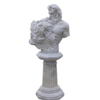 China Marble Man Bust Statue with Lion Sculpture Custom Size 200cm Hand Carved Stone Art for sale