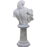 China Marble Man Bust Statue with Lion Sculpture Custom Size 200cm Hand Carved Stone Art for sale
