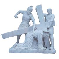 China Marble Jesus Cross Sculpture 280cm Custom Religious Christian Stone Carving for Garden Decoration for sale
