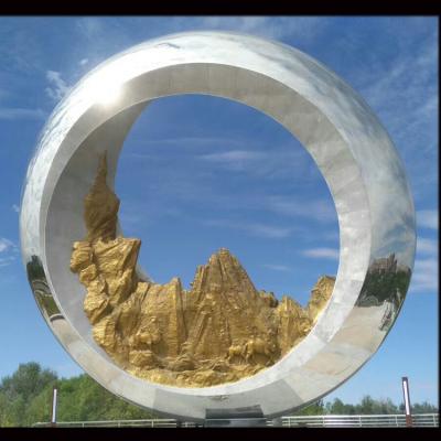China Mirror Polished Stainless Steel Large Round Ring Sculpture 9000mm Customizable for sale