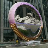 China Mirror Polished Stainless Steel Large Round Ring Sculpture 9000mm Customizable for sale