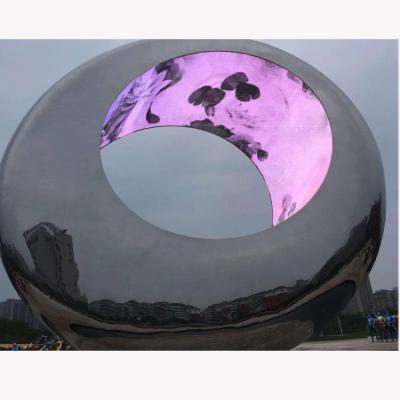 China Custom Stainless Steel Outdoor Large Round Sculpture 16000mm Mirror Polished for sale