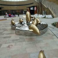 China Outdoor Stainless Steel Dolphin Statue 2200mm Mirror Polish Customizable Sculpture for sale