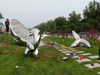 China Outdoor Stainless Steel Dolphin Statue 2200mm Mirror Polish Customizable Sculpture for sale