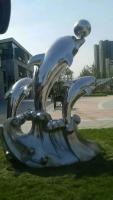 China Outdoor Stainless Steel Dolphin Statue 2200mm Mirror Polish Customizable Sculpture for sale