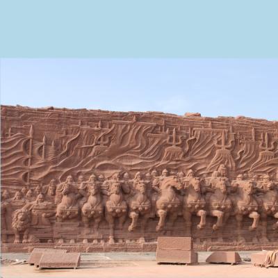 China Large Red Sandstone Sculpture Project Custom Size 10000mm China Stone Carving Supplier for sale