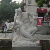 China Outdoor Garden Marble Sculpture Double Couple Statue 150cm Polished White Marble for sale