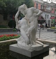 China Outdoor Garden Marble Sculpture Double Couple Statue 150cm Polished White Marble for sale