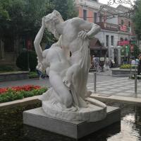 China Outdoor Garden Marble Sculpture Double Couple Statue 150cm Polished White Marble for sale